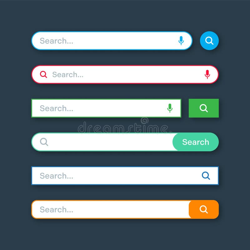 Colorful Search Bar Templates. Internet Browser Engine with Search Box ...