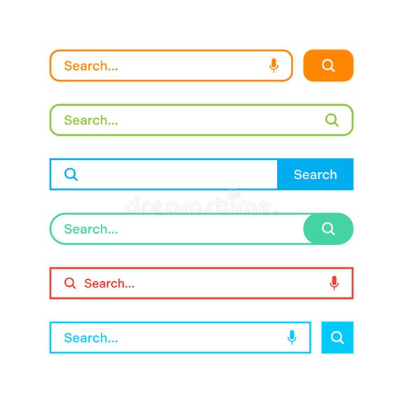 Colorful Search Bar Templates. Internet Browser Engine with Search Box ...