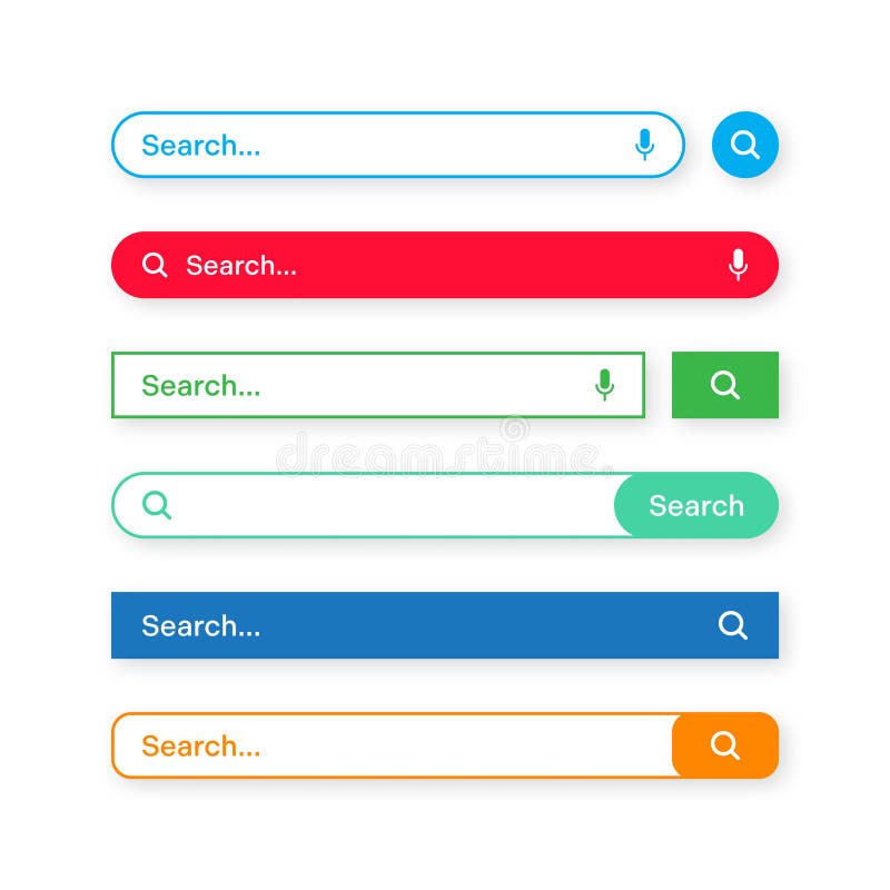 Colorful Search Bar Templates. Internet Browser Engine with Search Box ...