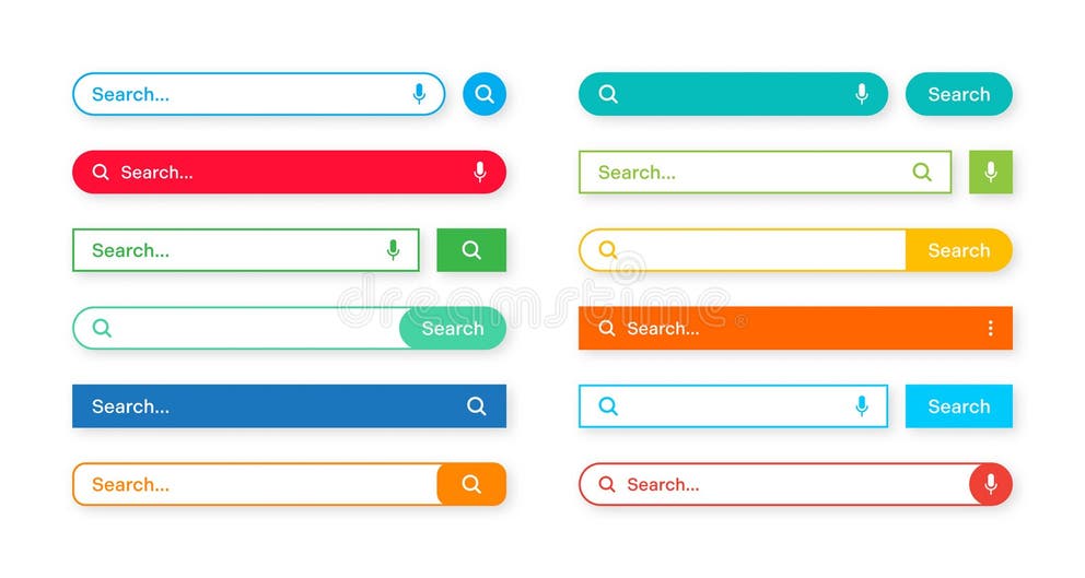 Colorful Search Bar Templates. Internet Browser Engine with Search Box ...