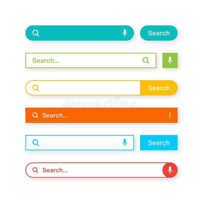 Colorful Search Bar Templates. Internet Browser Engine with Search Box ...