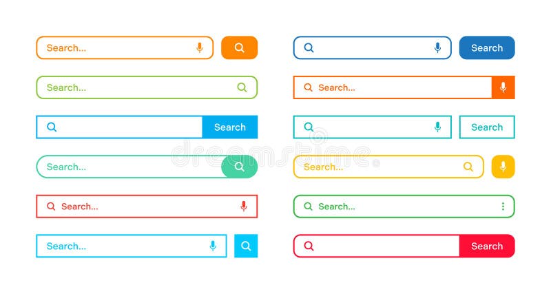 Colorful Search Bar Templates. Internet Browser Engine with Search Box ...