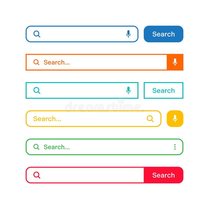 Colorful Search Bar Templates. Internet Browser Engine with Search Box ...