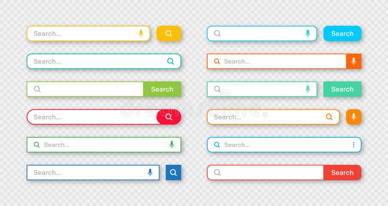 Colorful Search Bar Templates. Internet Browser Engine with Search Box ...