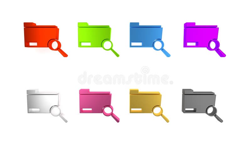 Colorful Search Concept with Folder Icon Isolated on White Background ...