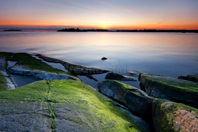 Colorful seascape stock photo. Image of tranquil, sundown - 22125370