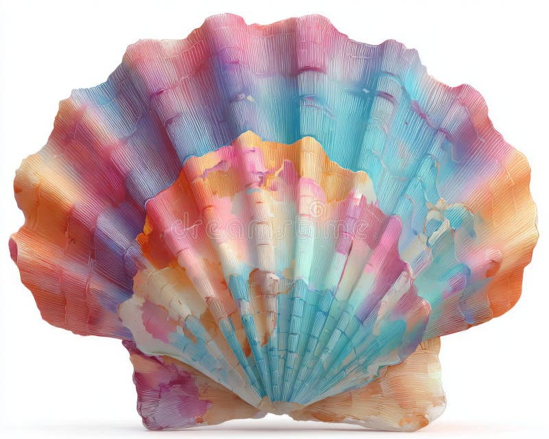 Colorful Seashell Abstract Digital Art Render Stock Illustration ...