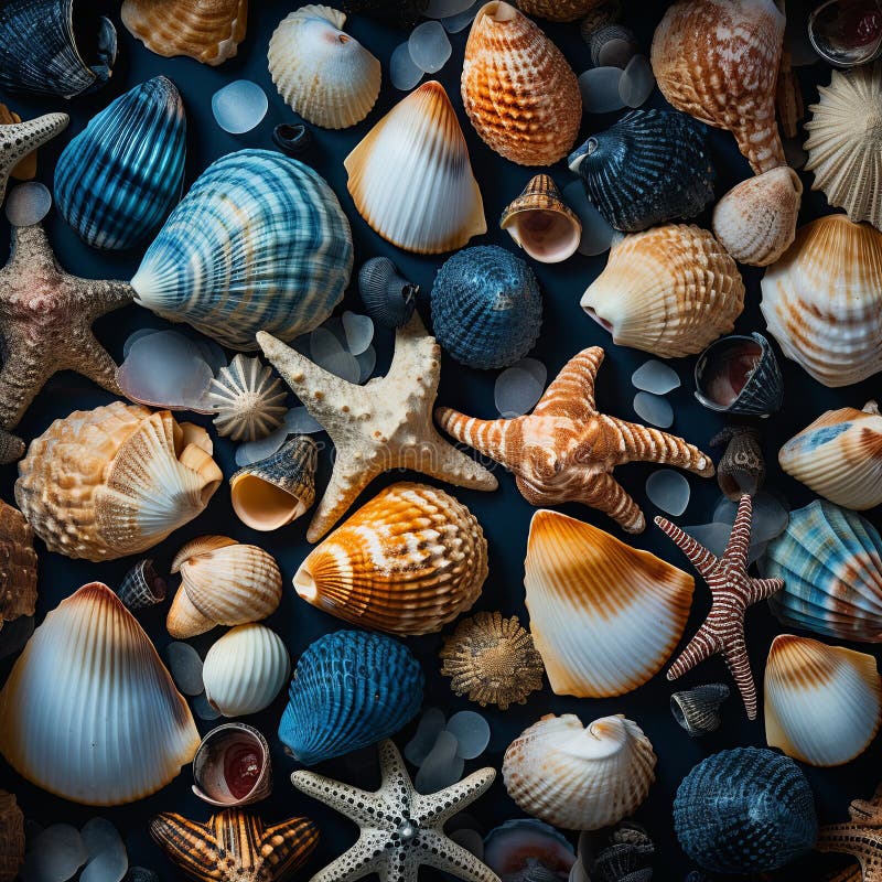 Colorful Seashell Background with Shells Stock Photo - Image of ...