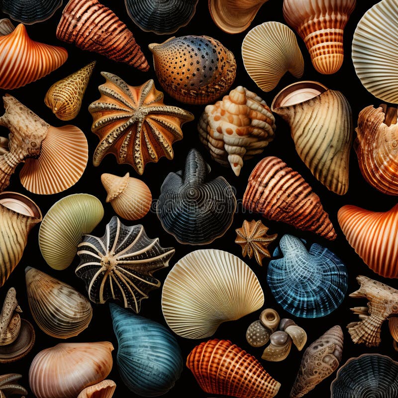 Colorful Seashell Background with Shells Stock Photo - Image of animal ...