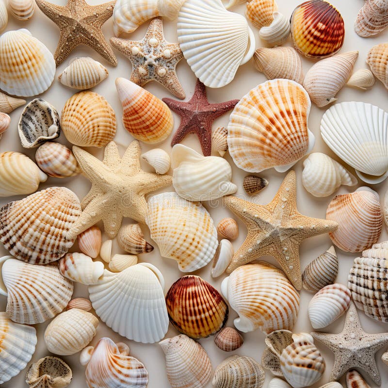 Colorful Seashell Background with Shells Stock Photo - Image of ...