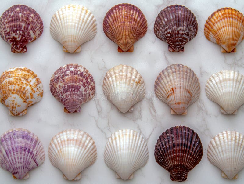 Seashell Collection, with the Shells Sorted and Labeled for Easy ...
