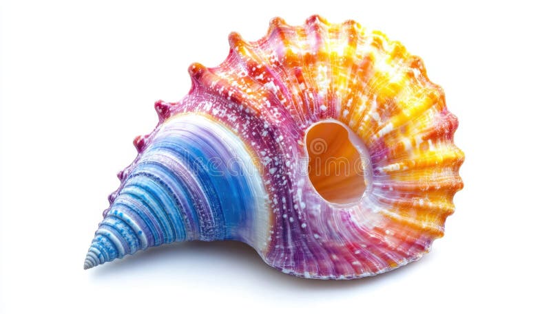 Colorful Seashell with Intricate Patterns on a White Background Stock ...
