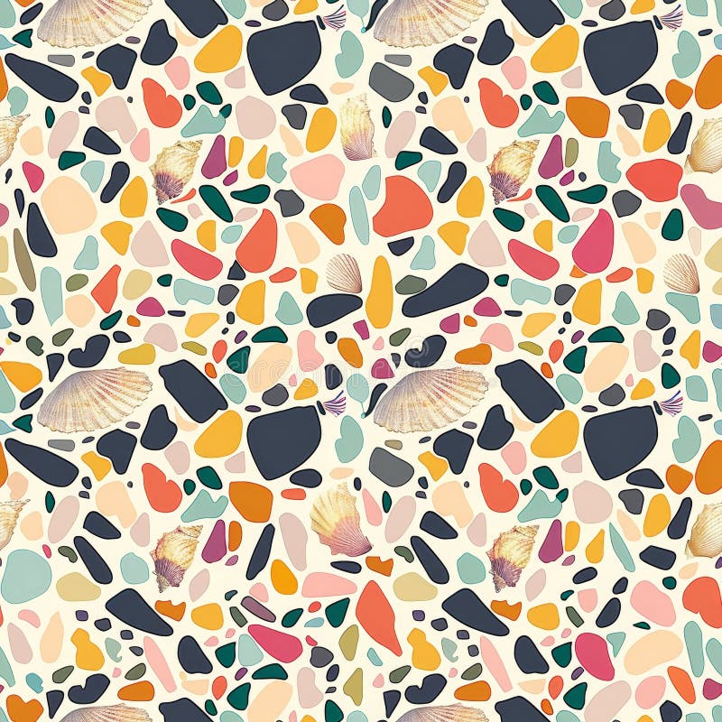 Colorful Seashell Pattern on Pastel Background for Trendy Design Stock ...