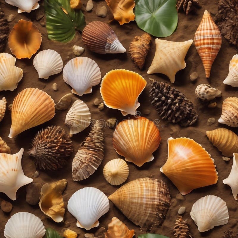 Colorful Seashells on the Beach Pattern, Textile Design Stock ...