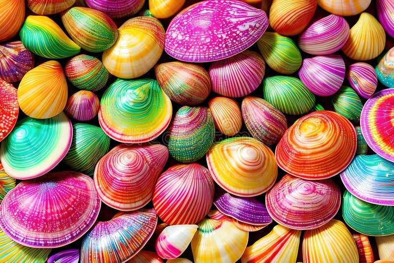 Colorful Seashells Pattern Background, Multicolored Beautiful Shells As ...
