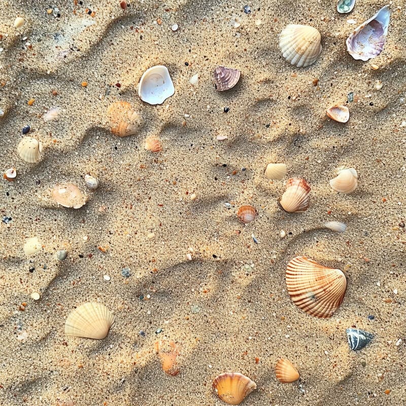 Colorful Seashells Scattered Sandy Beach Textured Patterns Stock Photos ...