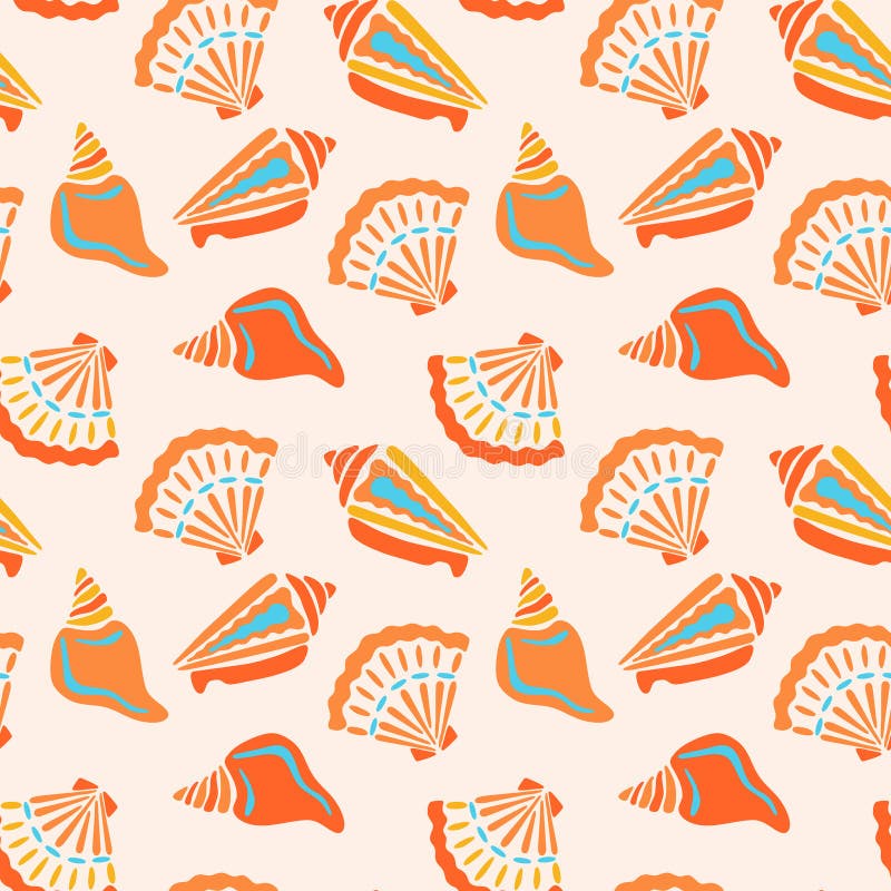 Colorful Seashells Vector Seamless Pattern. Bright Marine Repeat Tile ...