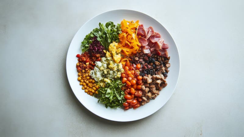 Colorful Segmented Salad Plate with Various Ingredients Stock ...