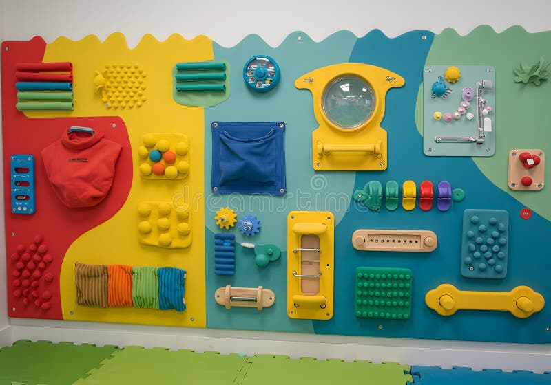 Colorful Sensory Wall Panel with Interactive Elements for Education ...