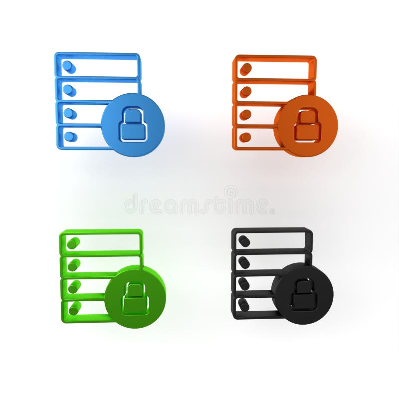Colorful Server Security with Closed Padlock Icon Isolated on White ...