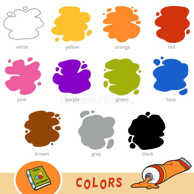 Colorful Set of Basic Colors. Visual Dictionary for Children Stock ...