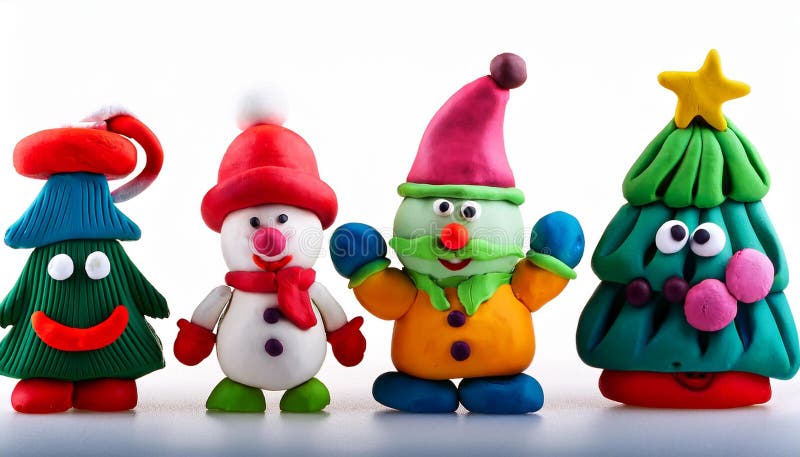 Colorful Set of Christmas Characters from Plasticine Stock Illustration ...