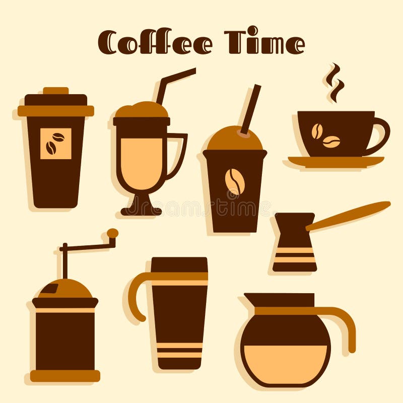 Colorful Set on Coffee Theme, Vector Stock Illustration - Illustration ...