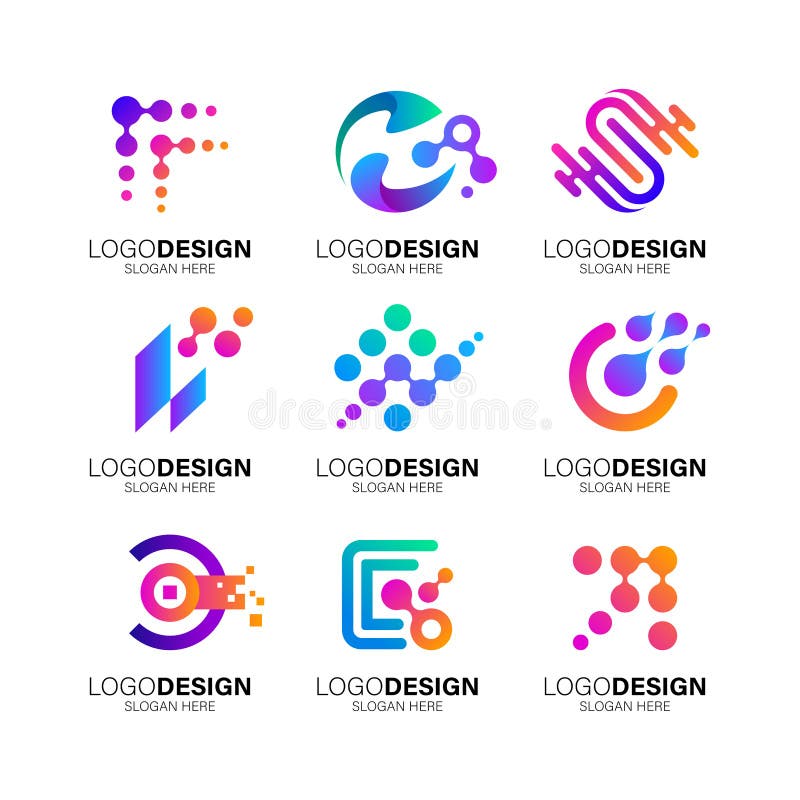 Colorful Set Collection for Technology and App Logo Design Stock Vector ...