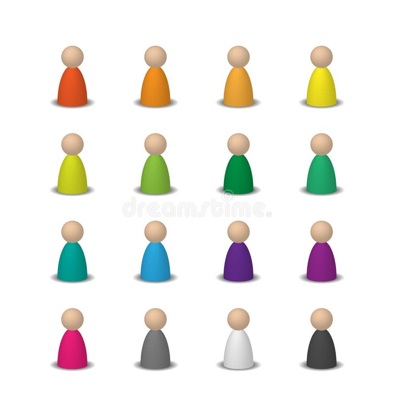 Colorful Set 3d User Icons. Stock Vector - Illustration of brushed ...