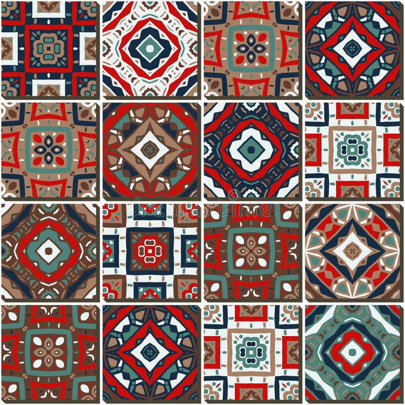 Colorful Set of Decorative Ceramic Tiles. Ethnic Patterns Stock Vector ...