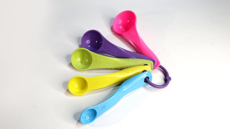 A Colorful Set of Five Measuring Spoons Stock Image - Image of colorful ...
