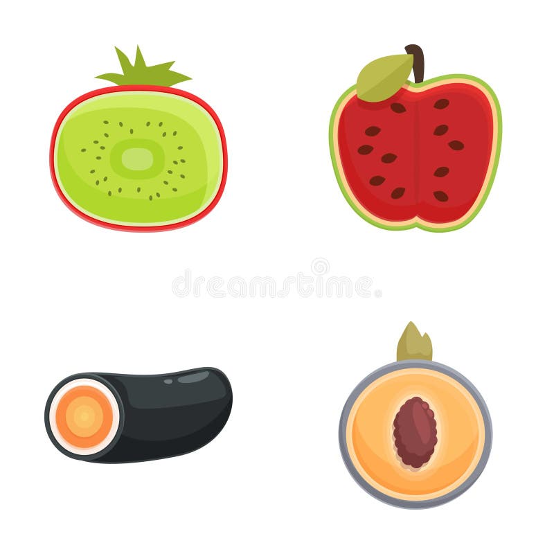 Colorful Set of Fruit Cross Sections Stock Vector - Illustration of ...