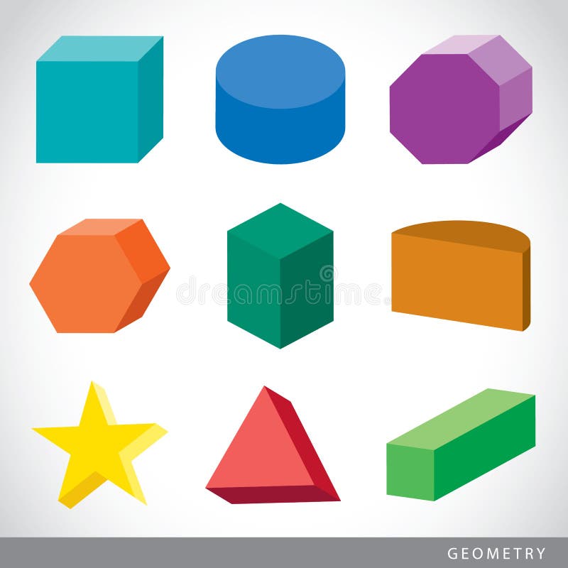Colorful Set of Geometric Shapes, Platonic Solids, Vector Illustration ...