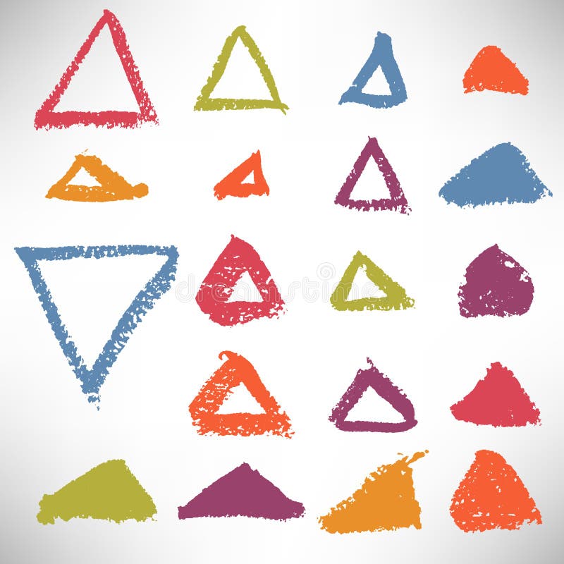 Colorful Set of Hand Drawn Grunge Triangles, Frames, Elements for ...