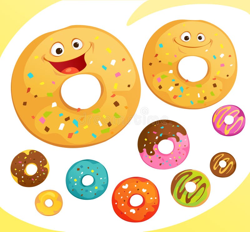 Colorful Donuts set stock vector. Illustration of food - 106527388