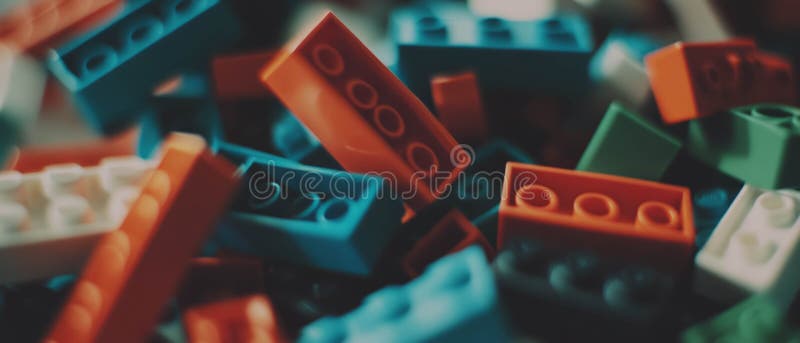Colorful Toy Bricks Showcasing Interlocking Patterns and Varied ...