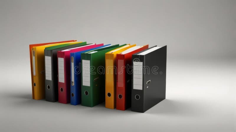 A Colorful Set of Lined Office Folders with Assorted Colors and Labels ...