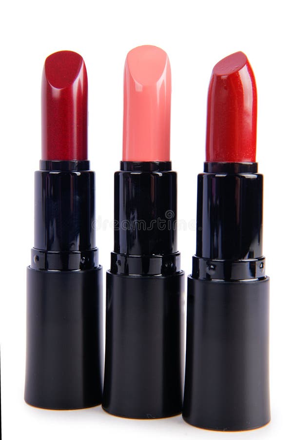 Colorful Set of Lipstick and Nail Polish Isolated on White Stock Image ...