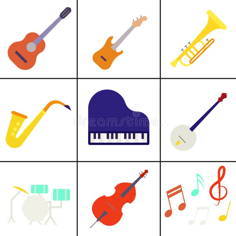 A Colorful Set of Musical Instruments. Image of Musical Instruments for ...