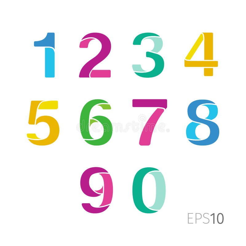 Colorful Set of Numbers. Design Elements Vector Template Business and ...
