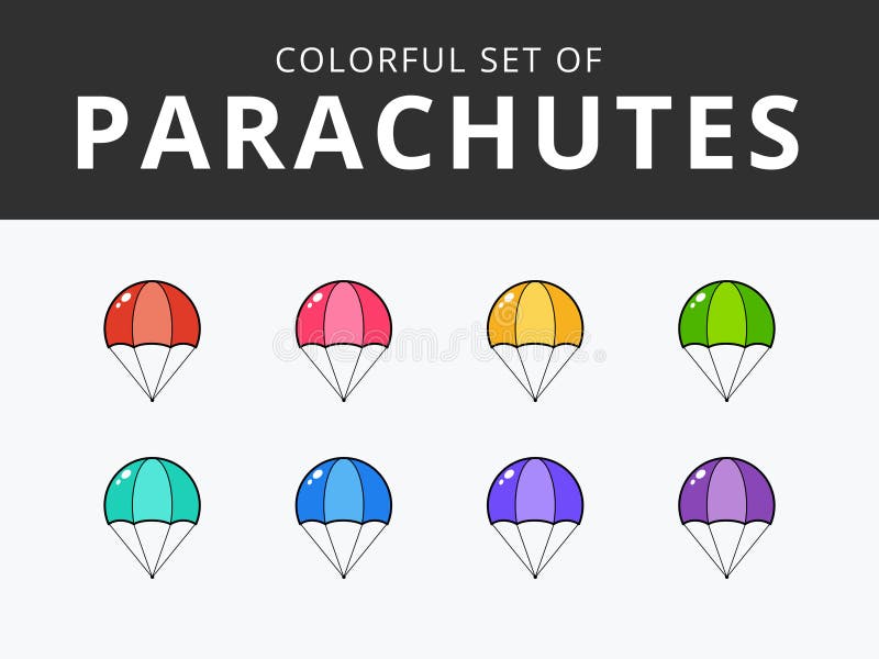 Colorful Set of Parachutes. Isolated Vector Illustration Stock ...