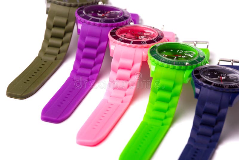Colorful Set of Plastic Watches Stock Image - Image of date, arrow ...