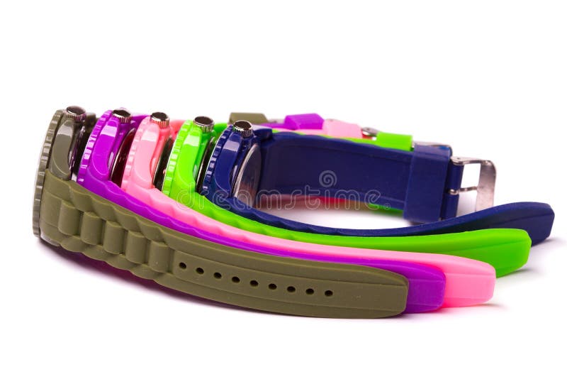 Colorful Set of Plastic Watches Stock Image - Image of isolated, date ...