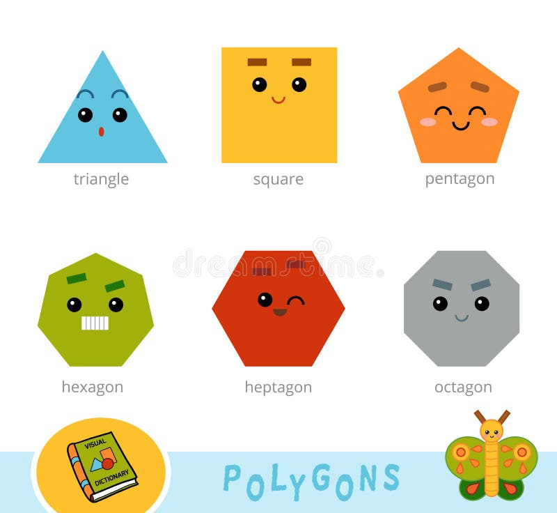 Colorful Set of Polygons. Visual Dictionary for Children Stock Vector ...
