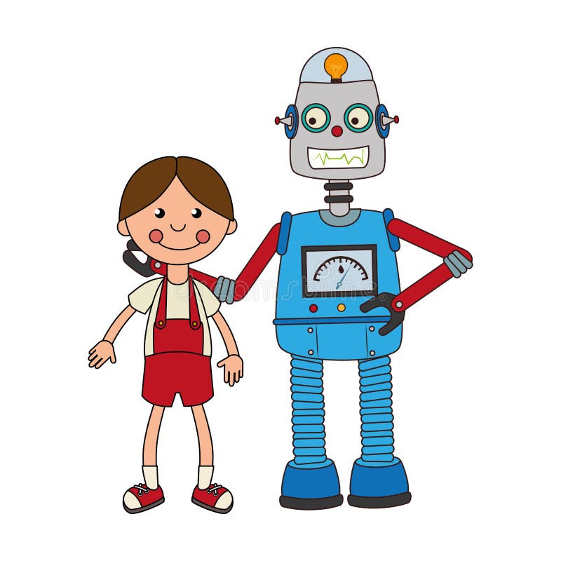 Colorful Set Robot with Doll Toy Stock Vector - Illustration of body ...