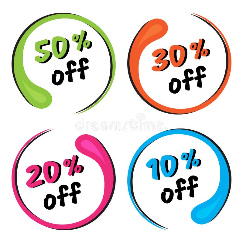 Colorful Set of Round Frame. Discount Price Label. Vector Illustration ...