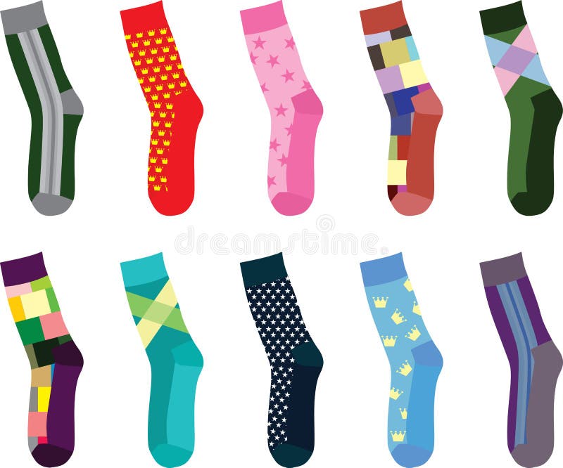 Colorful set of socks stock vector. Illustration of colorful - 114897545