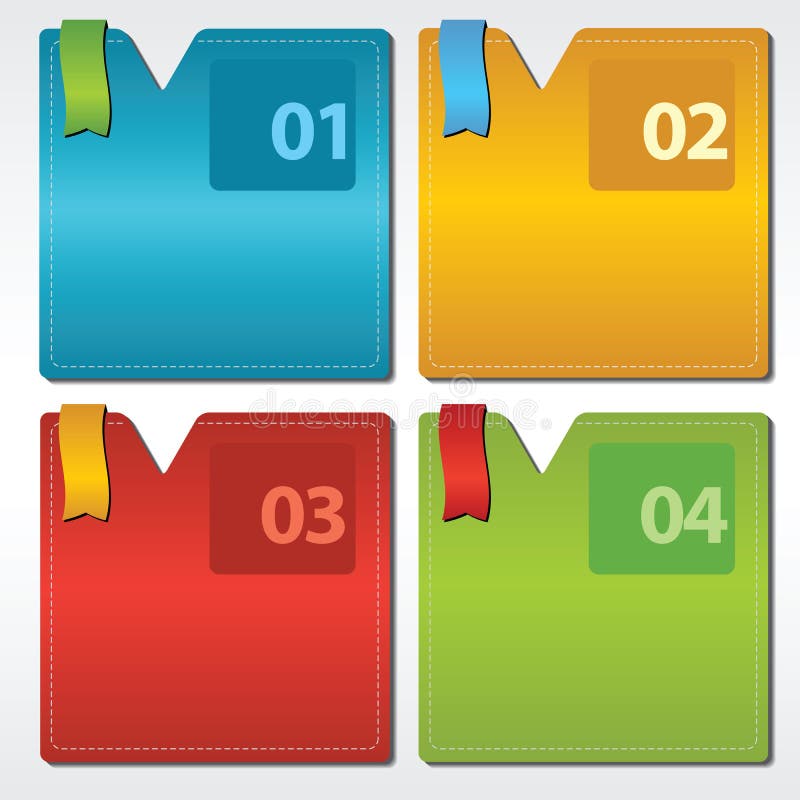 Set of Numbered Paper Stickers. Stock Vector - Illustration of green ...