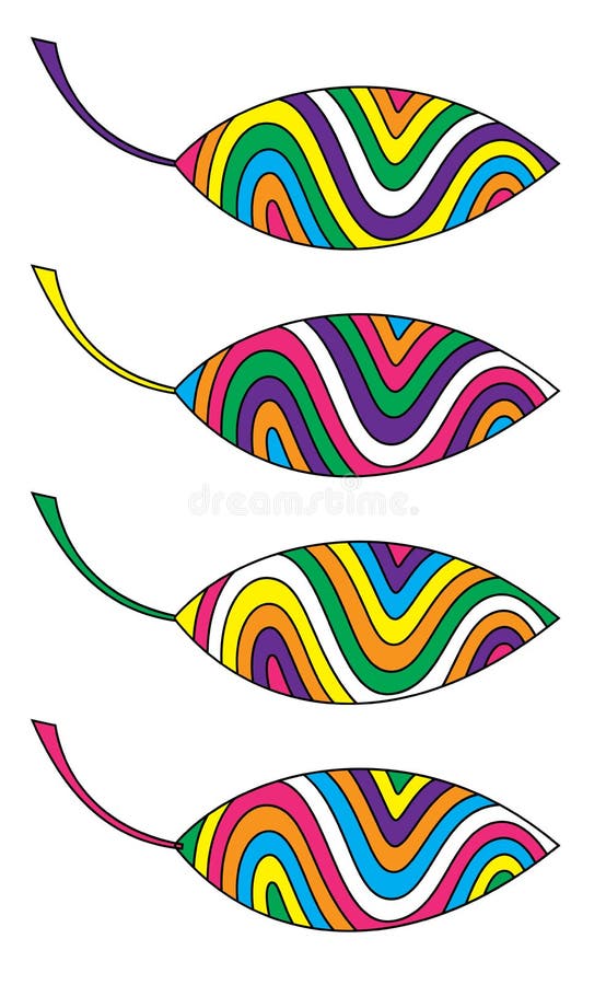 Colorful Set of Stylish Striped Leafs Stock Vector - Illustration of ...