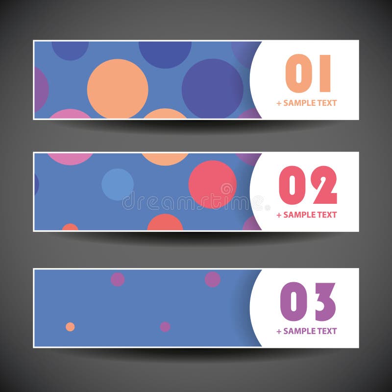 Colorful Set of Three Header Designs with Circles Stock Vector ...